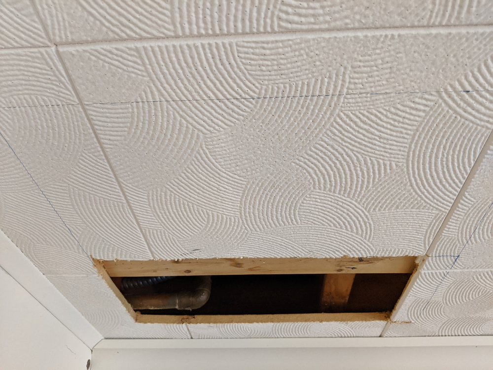 DIY install for a steel access panel in acoustic tile ceiling