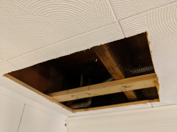 DIY install for a steel access panel in acoustic tile ceiling